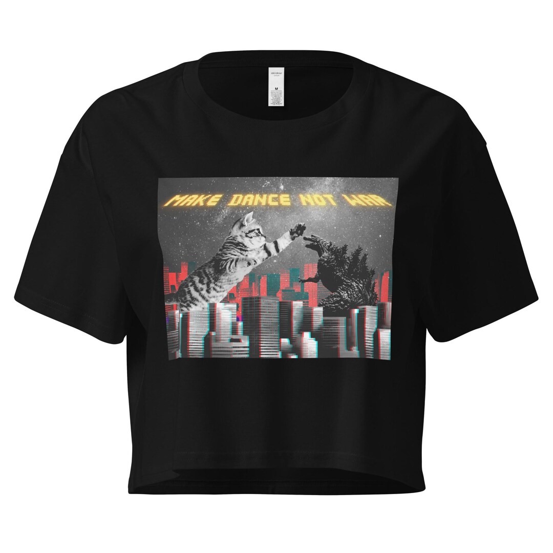 Godzilla Vs Catzilla Kaiju Battle Women's Cropped Tee, Funny T-shirt ...