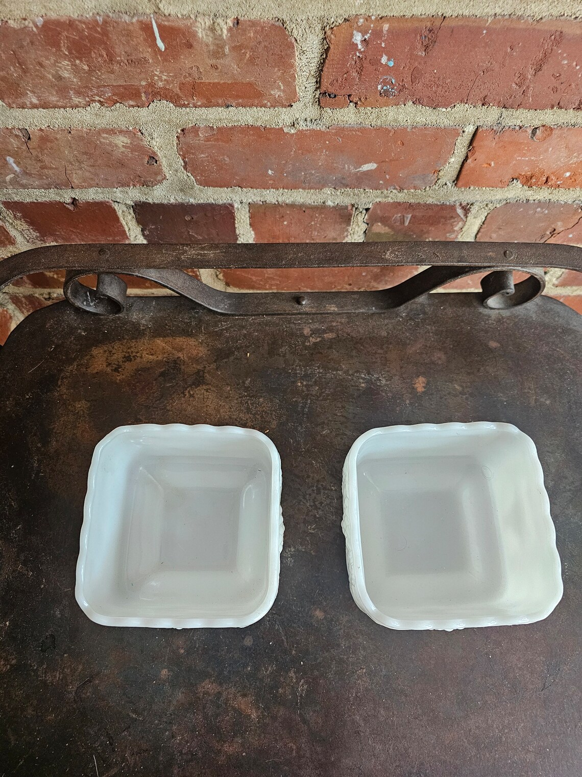 Pair of Grapevine Motif Milk Glass Planters - Etsy