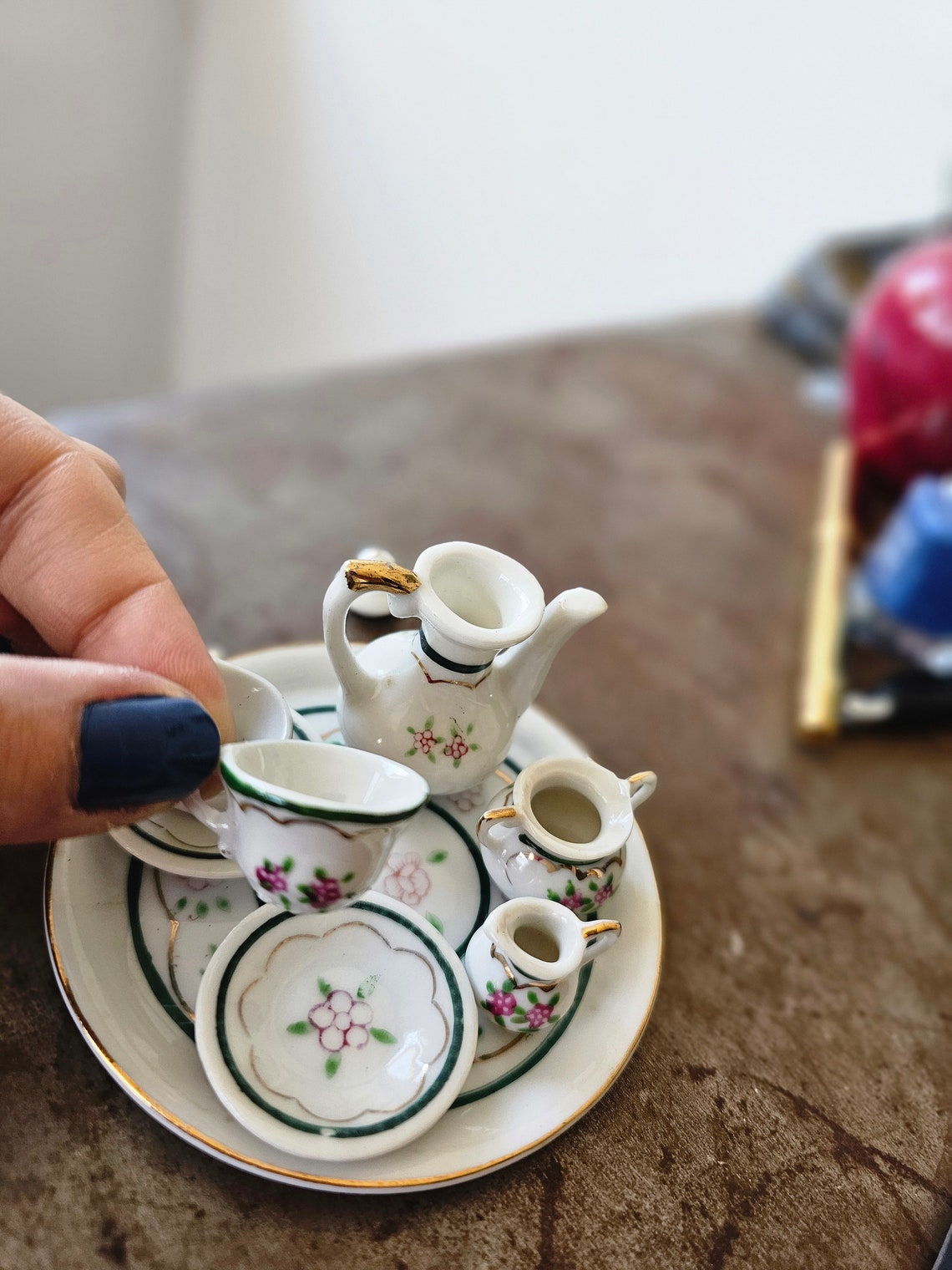 Vintage Shackman Miniature Tea Set - Etsy