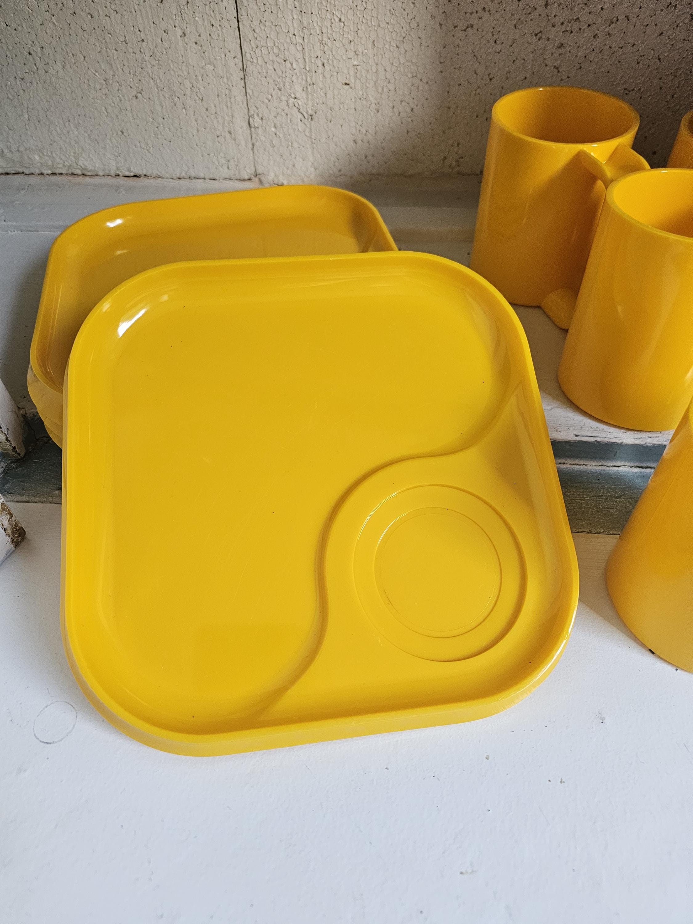 Vintage Ingrid Chicago Mustard Yellow Cup Mug Tray Set of 4 - Etsy