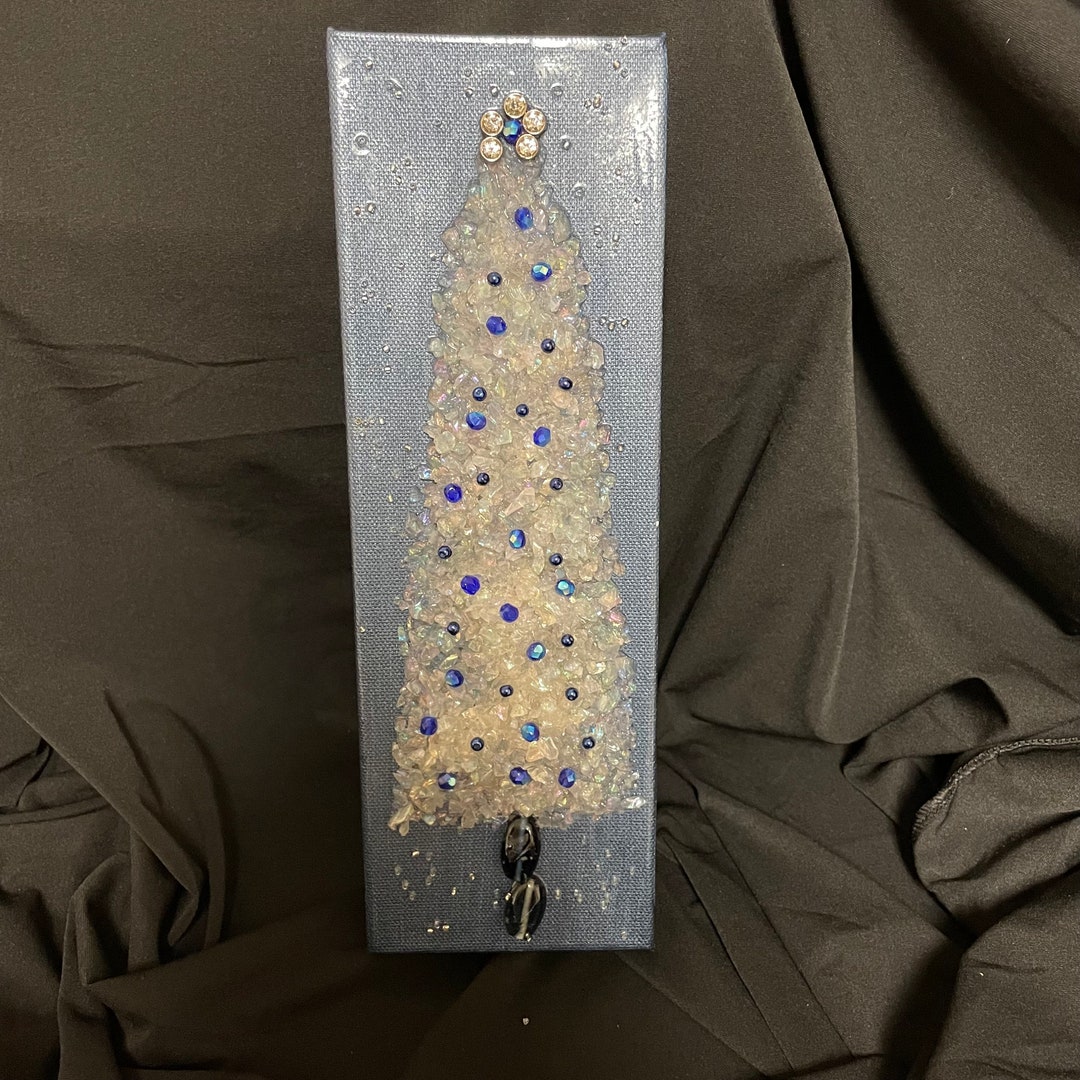 Beautiful Crushed Glass Christmas Tree With Blue and Silver Accents on ...