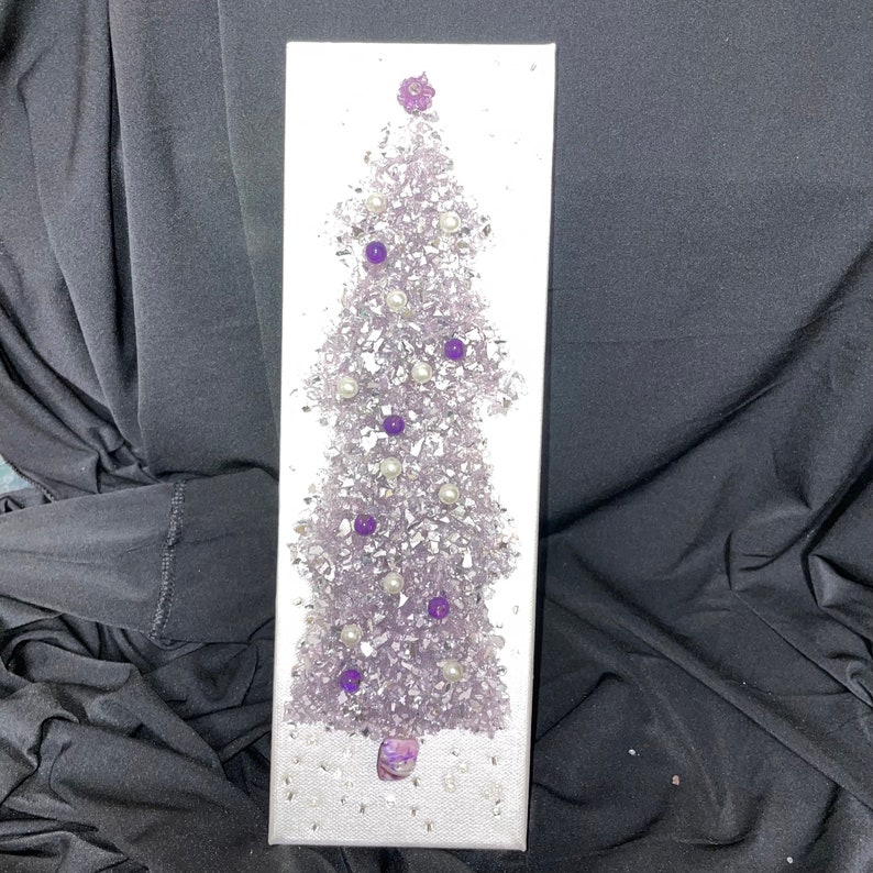 Beautiful Crushed Glass Christmas Tree With Accents on Painted Canvas ...