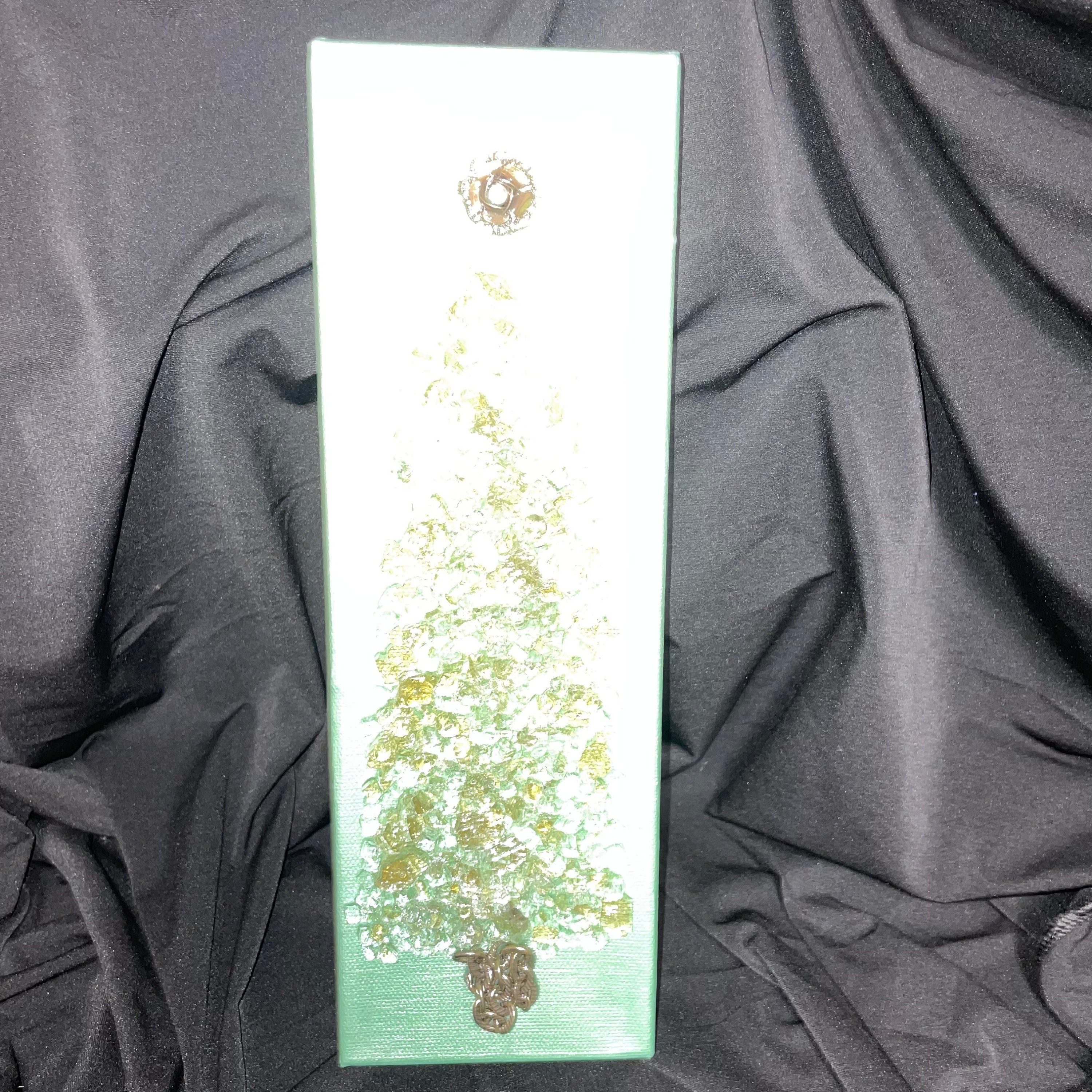 Beautiful Crushed Glass Christmas Tree With Accents on Painted Canvas ...