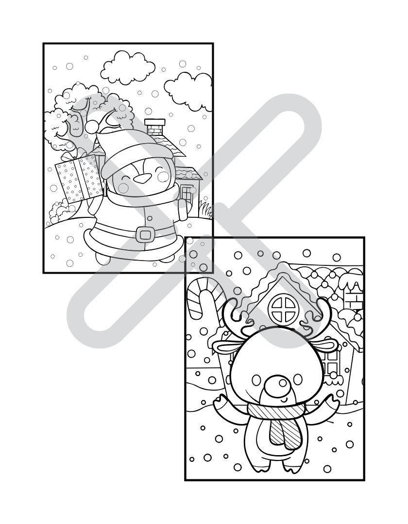 37-pg Christmas Holiday Digital Coloring Book Printable, Festive ...