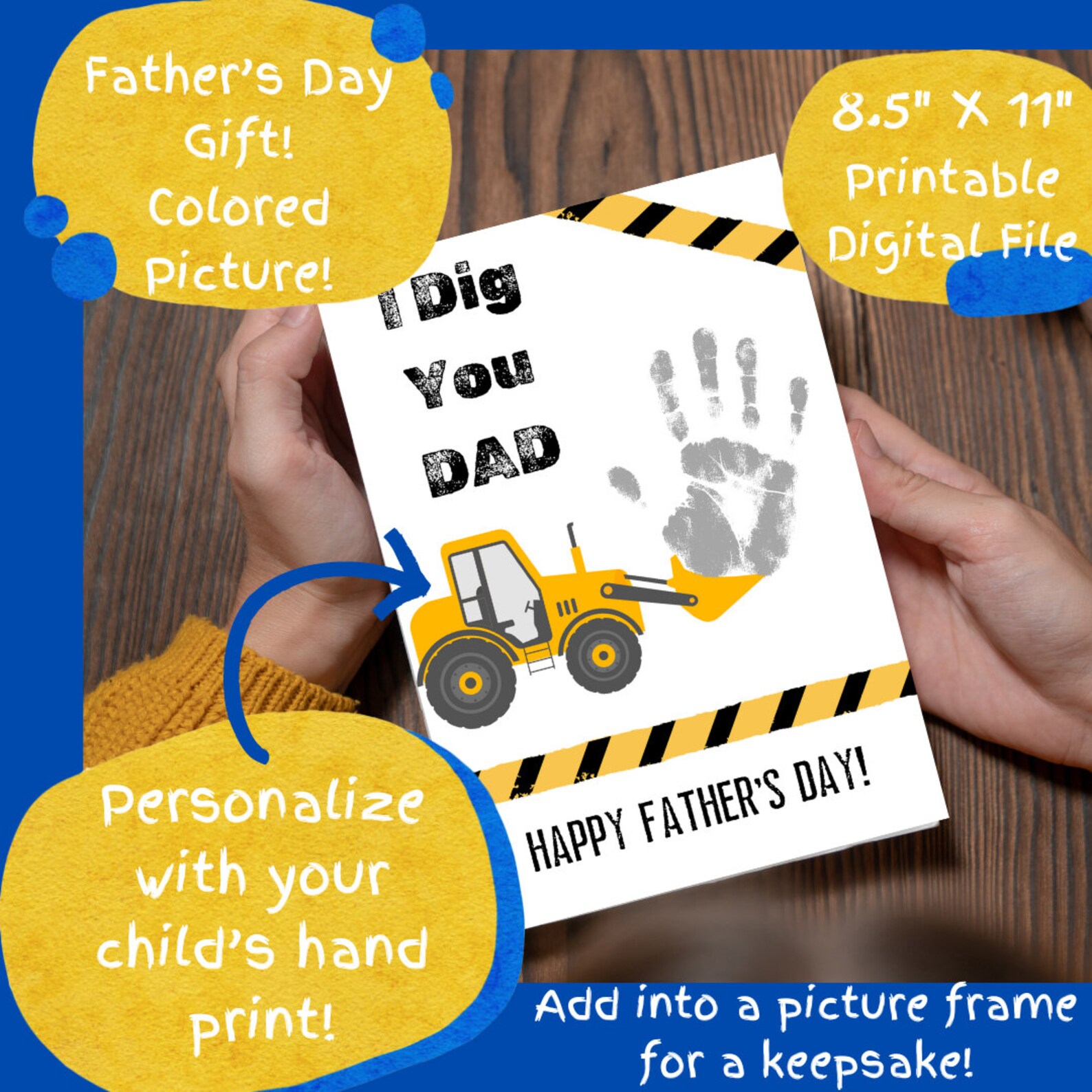 Fathers Day Handprint Craft, Fathers Day Keepsake Printable, Fathers ...