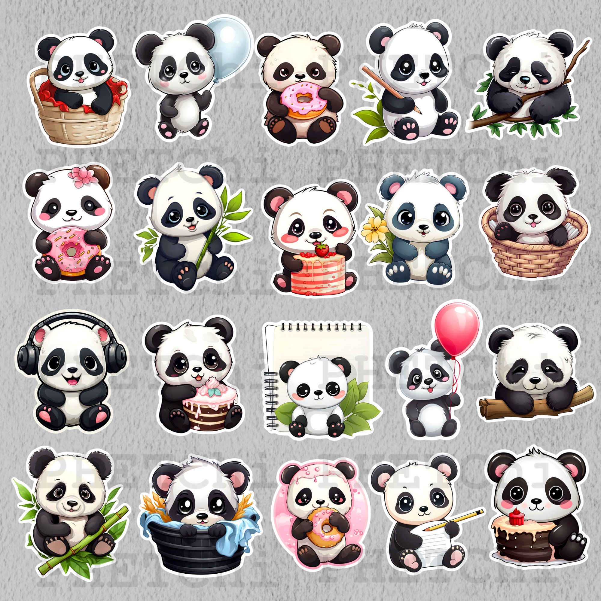 Cute Panda PNG Stickers ,cute Animals Sticker Bundle,cute Animal ...