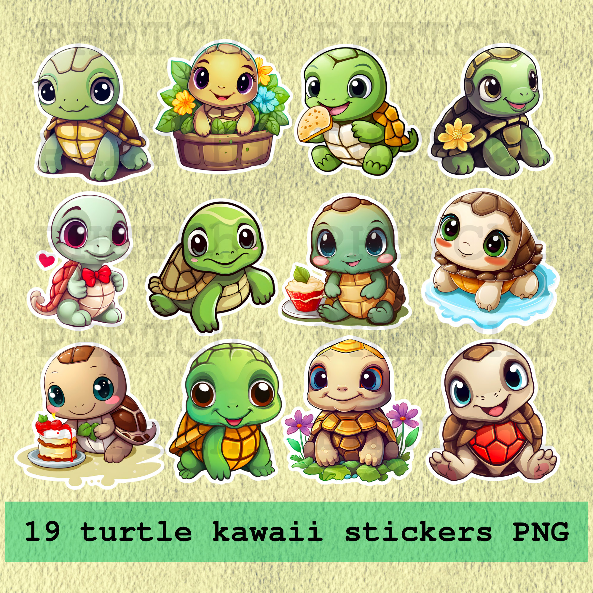 Cute Turtle PNG Stickers ,cute Animals Sticker Bundle,cute Animal ...