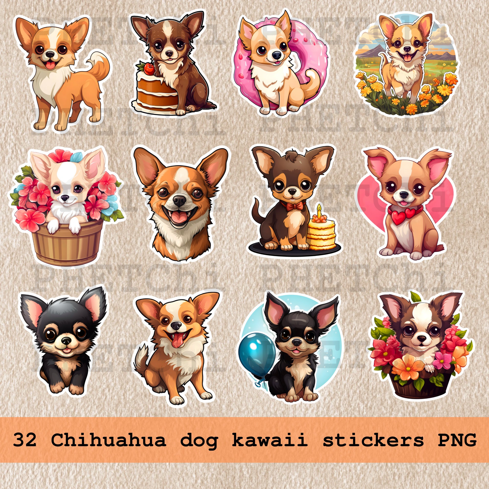 Cute Dog PNG Stickers , Cute Animals Sticker Bundle, Cute Animal ...