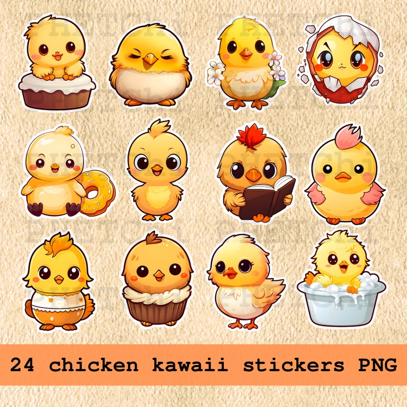 Cute Chicken PNG Stickers ,cute Animals Sticker Bundle,cute Animal ...