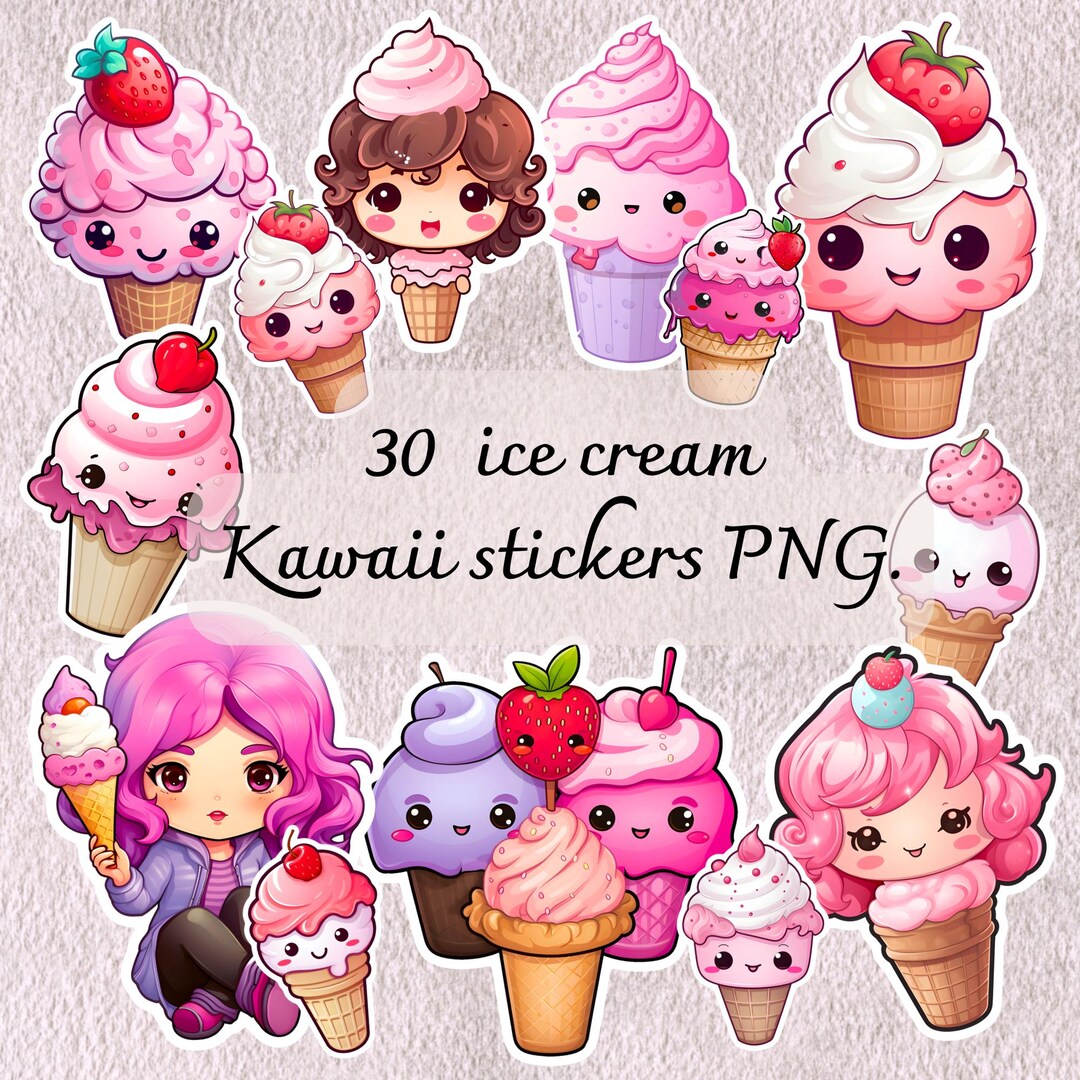 Cute Ice Cream Sticker PNG, Ice Cream Cartoon, Cute Ice Cream Clip Art ...
