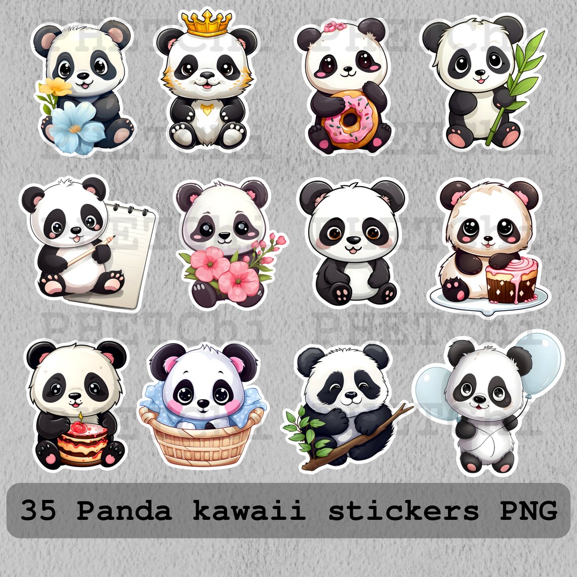 Cute Panda PNG Stickers ,cute Animals Sticker Bundle,cute Animal ...