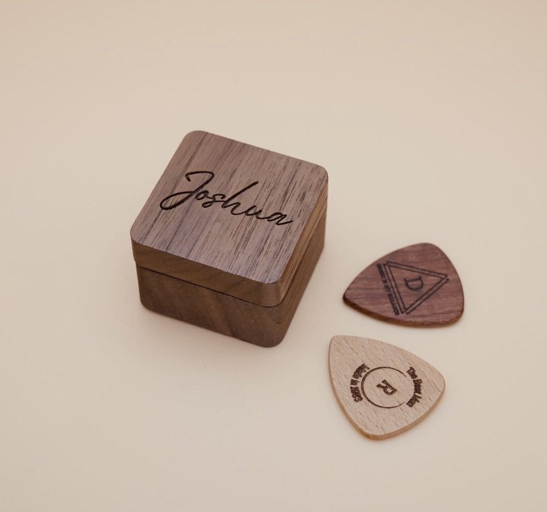 Custom Wooden Guitar Picks Box,personalized Guitar Pick Holder Storage ...