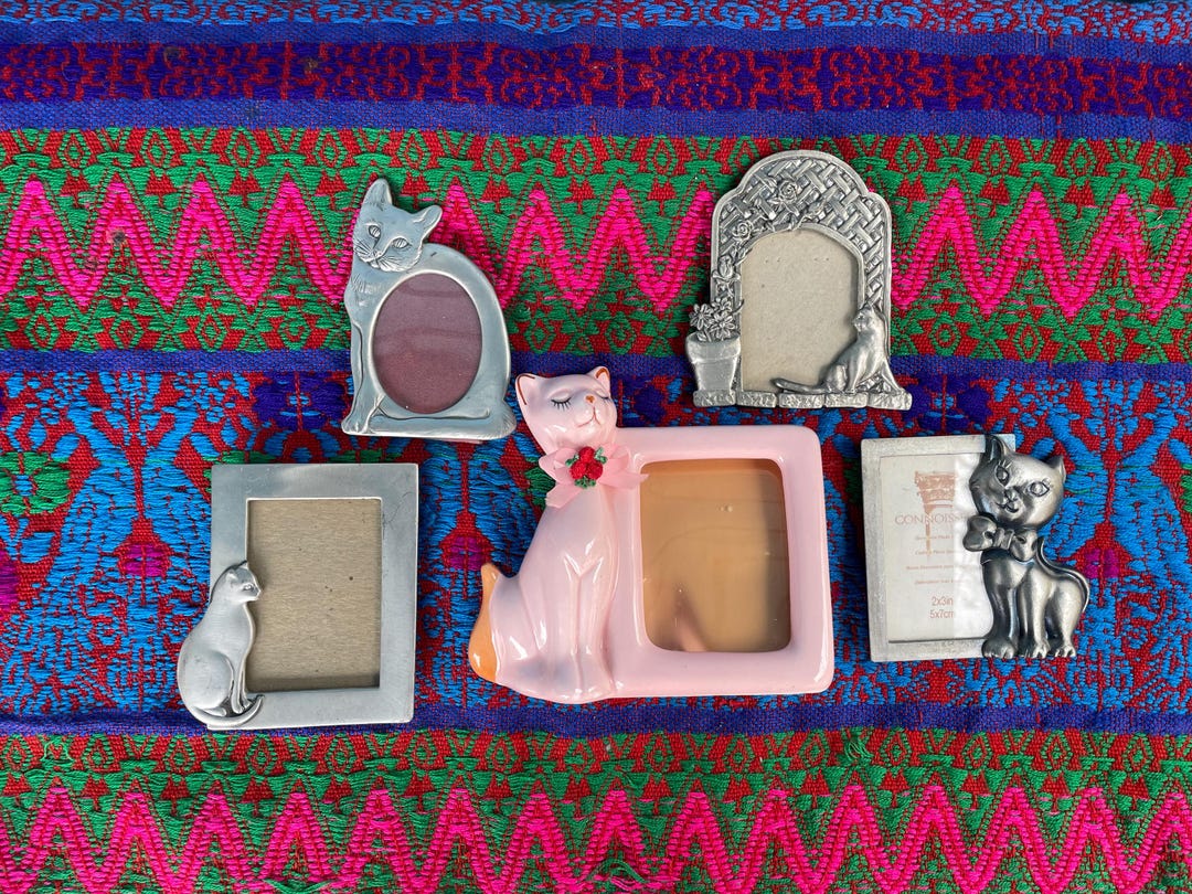 Vintage Frames, Small Frames, Pewter Frames, Cat Frames, Feline Frames ...