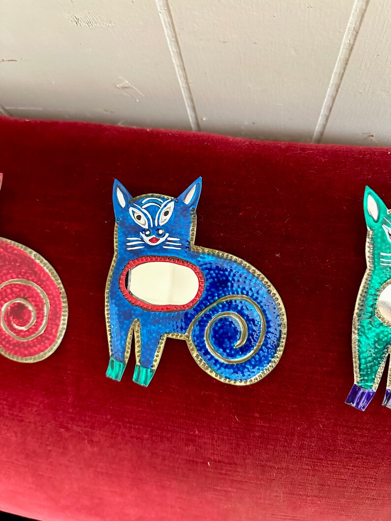 Vintage Cat Wall Decor, Mexico Decor, Tin Cats, Mirrors, Wall Mirror ...
