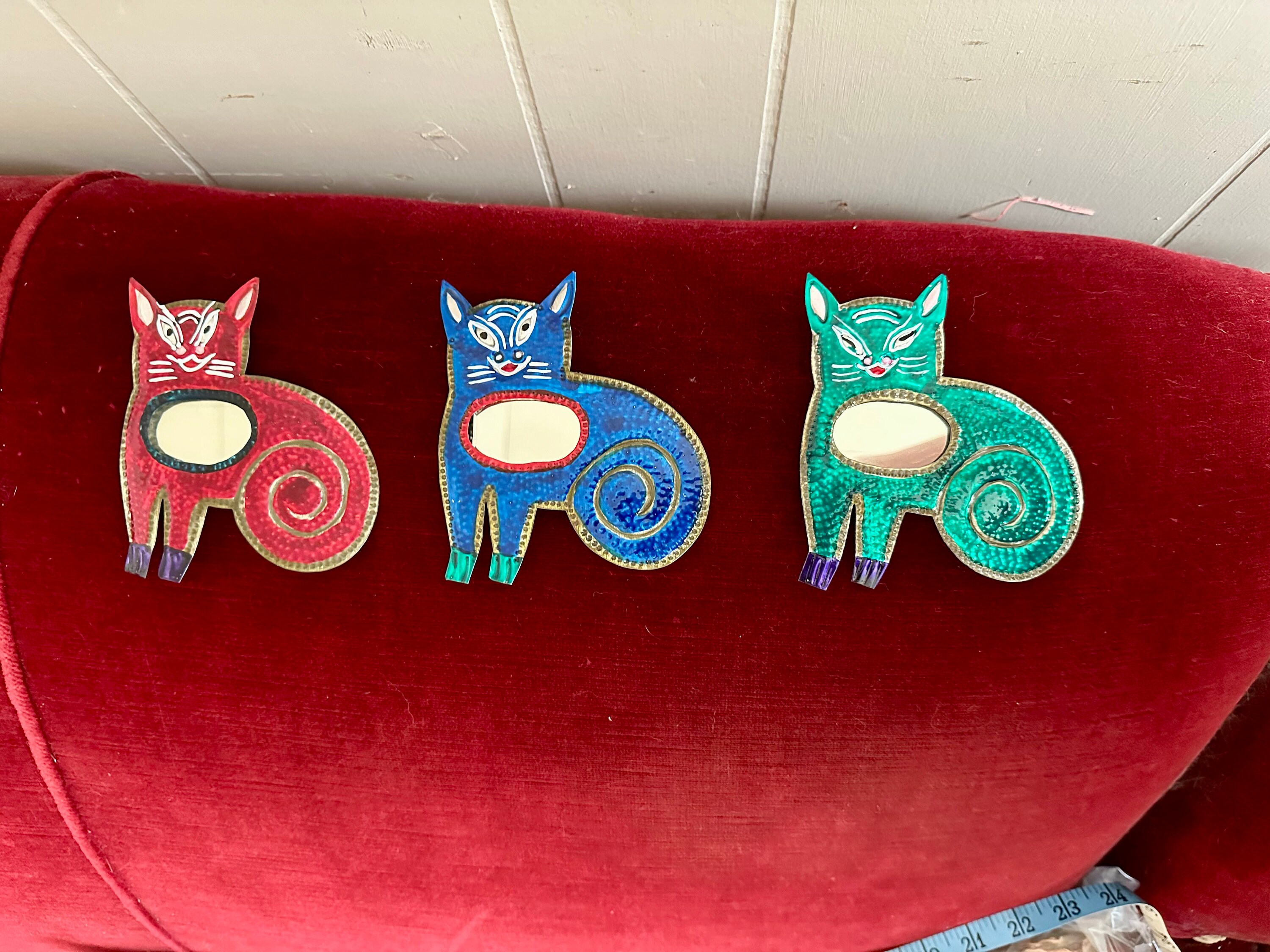 Vintage Cat Wall Decor, Mexico Decor, Tin Cats, Mirrors, Wall Mirror ...