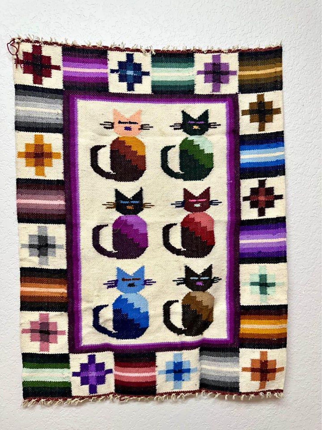 Vintage Peru Weaving, Cat Weaving, Folk Art, Latin American Reading ...