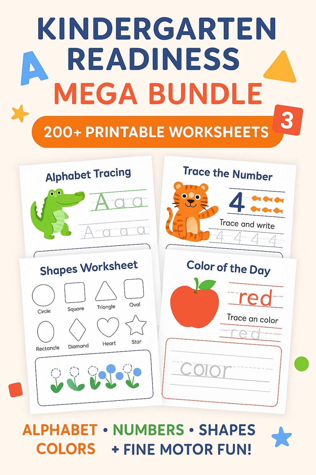 Kindergarten Readiness Mega Bundle | 200+ Printable Worksheets ...