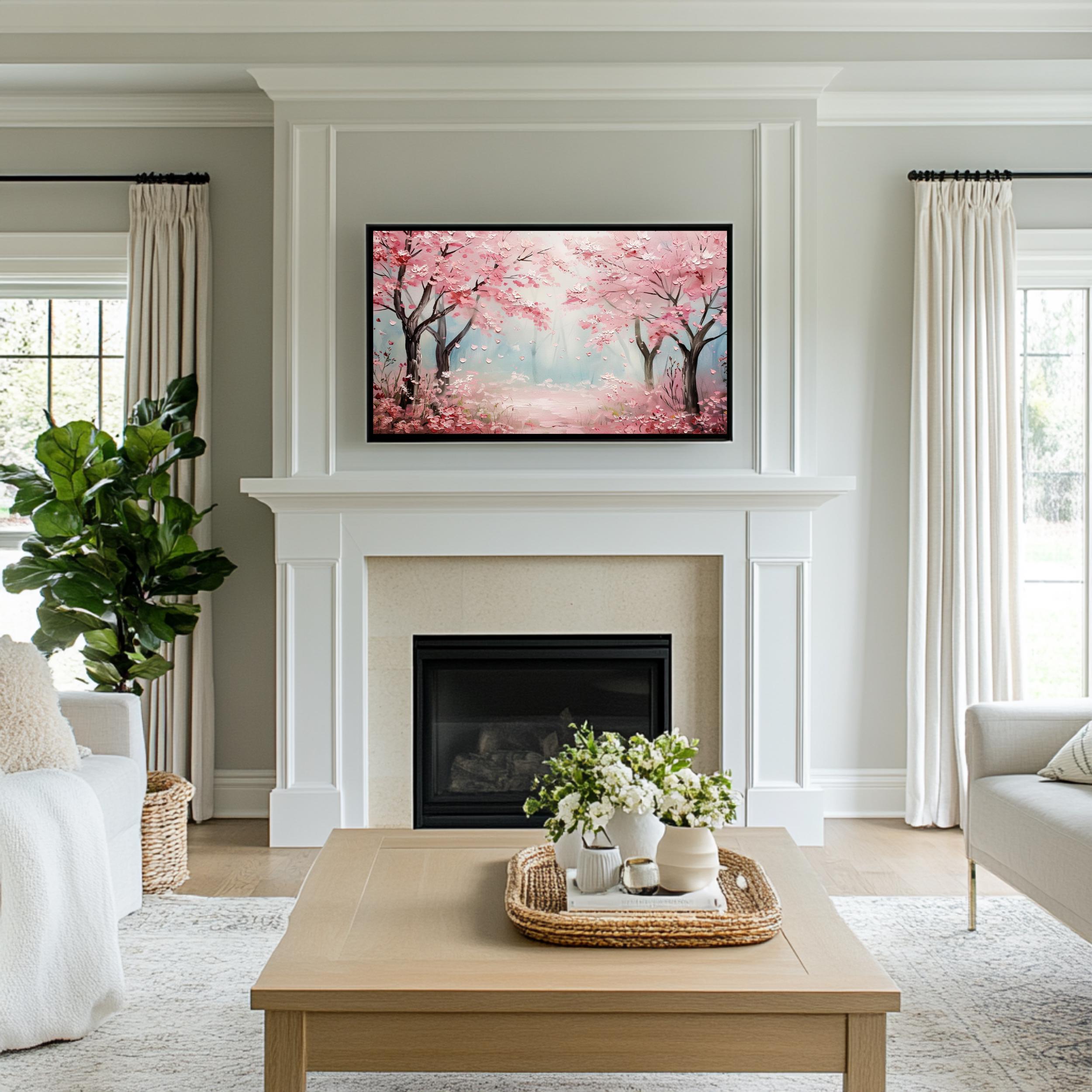 Cherry Blossom Spring Frame TV Art | Textured Spring Landscape TV Art ...