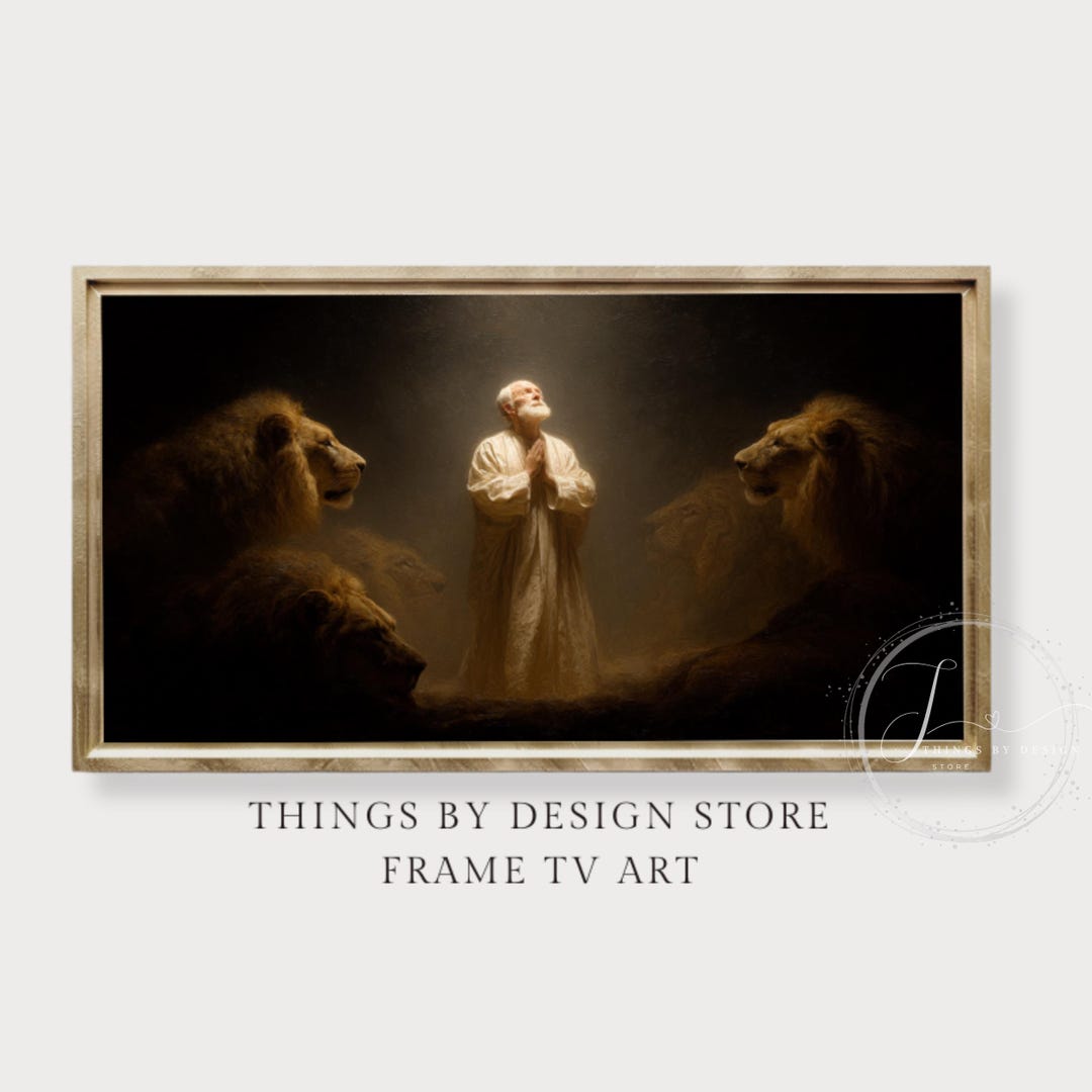 Christian Vintage Style Frame TV Art | Daniel in the Lion's Den ...