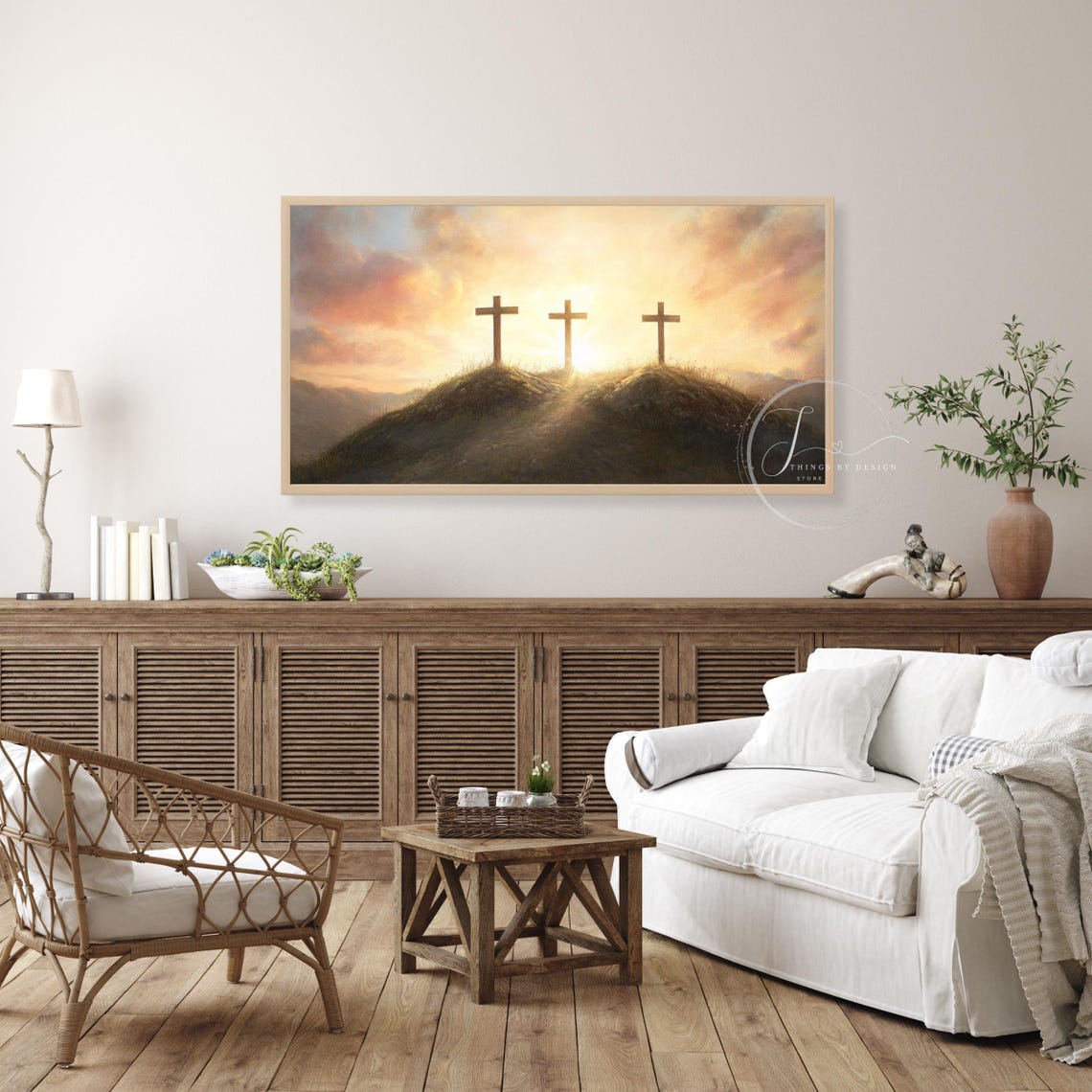 He is Risen & Three Crosses Frame TV Art | Easter Christian Art Bundle ...