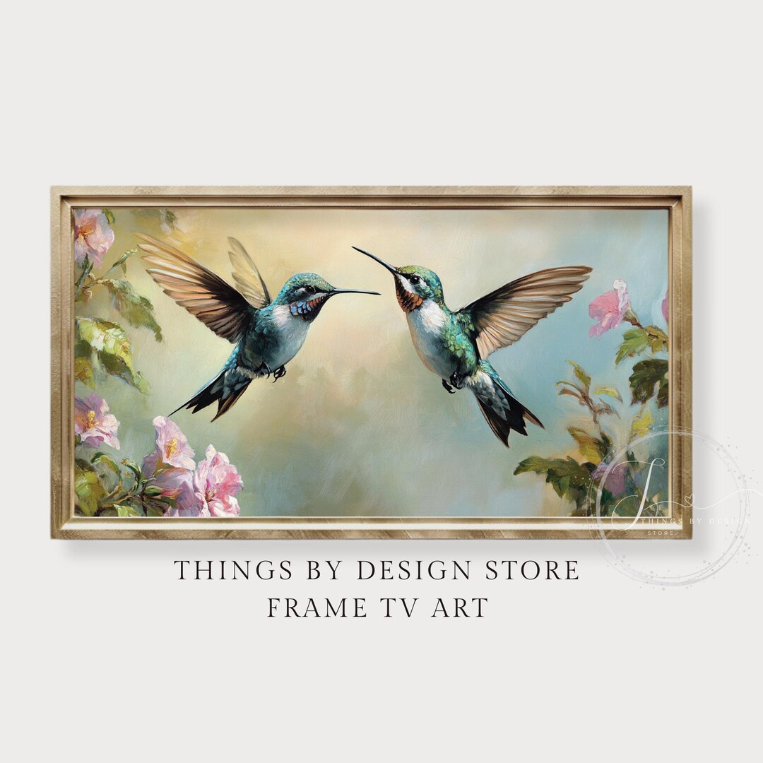 Delicate Hummingbirds & Flower Art for TV | Spring Nature Scene Frame ...