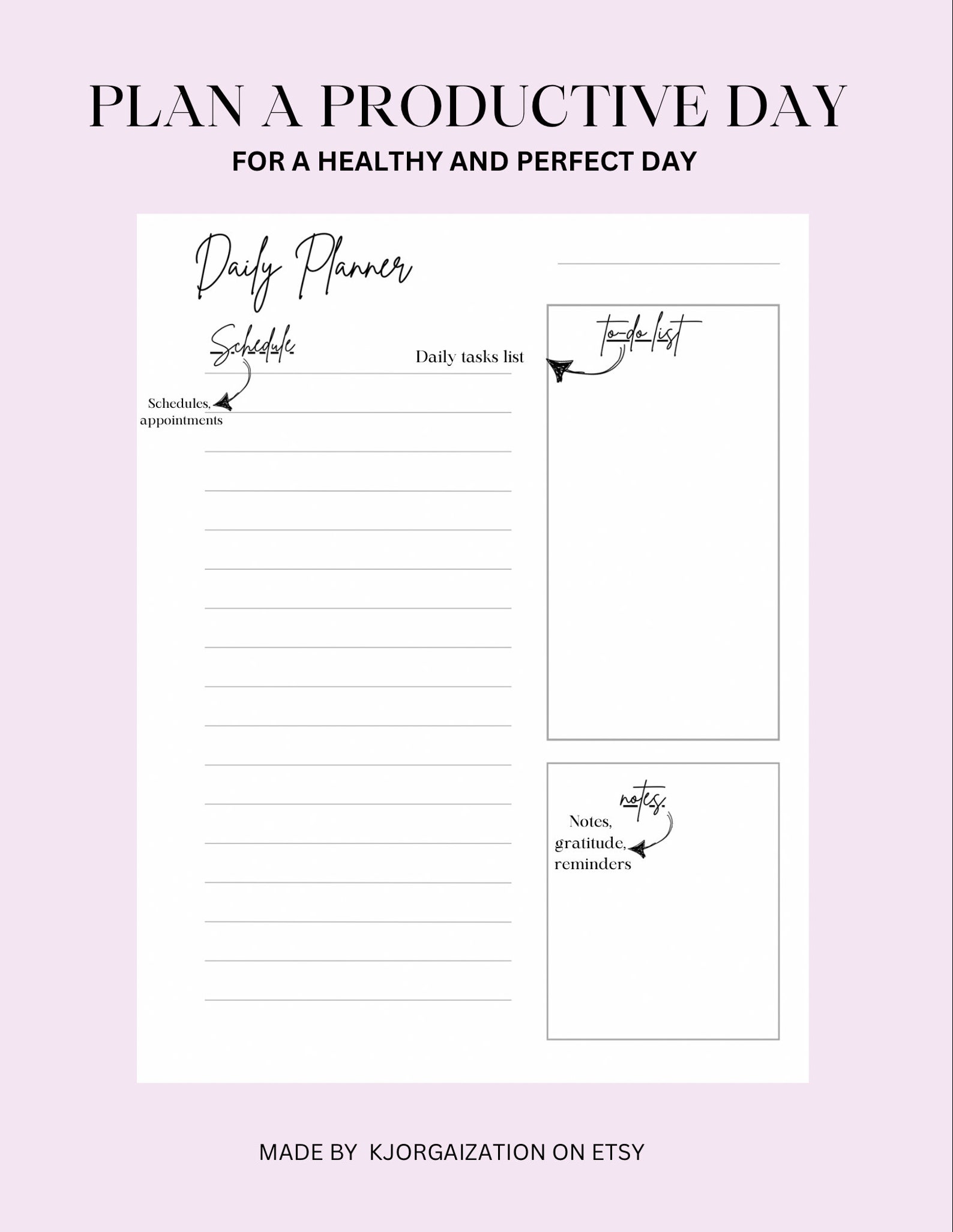 Minimalist Daily Planner Printable Daily Schedule Organization to Do ...