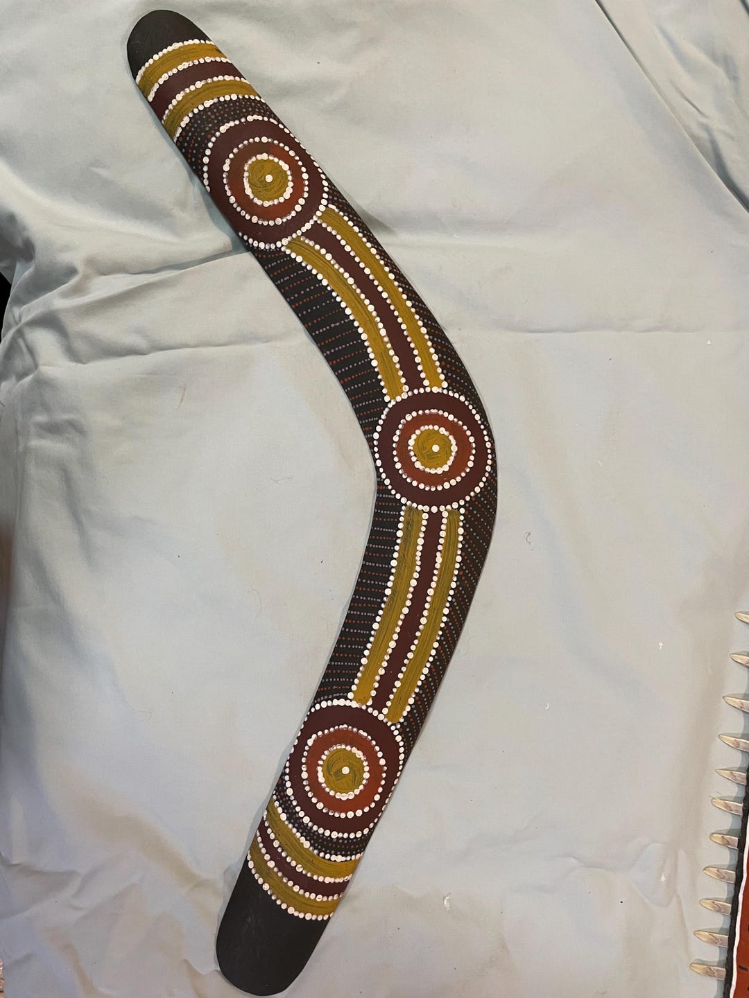 Boomerang Wooden Hand Painted Ceremonial Designs Authentic Original ...