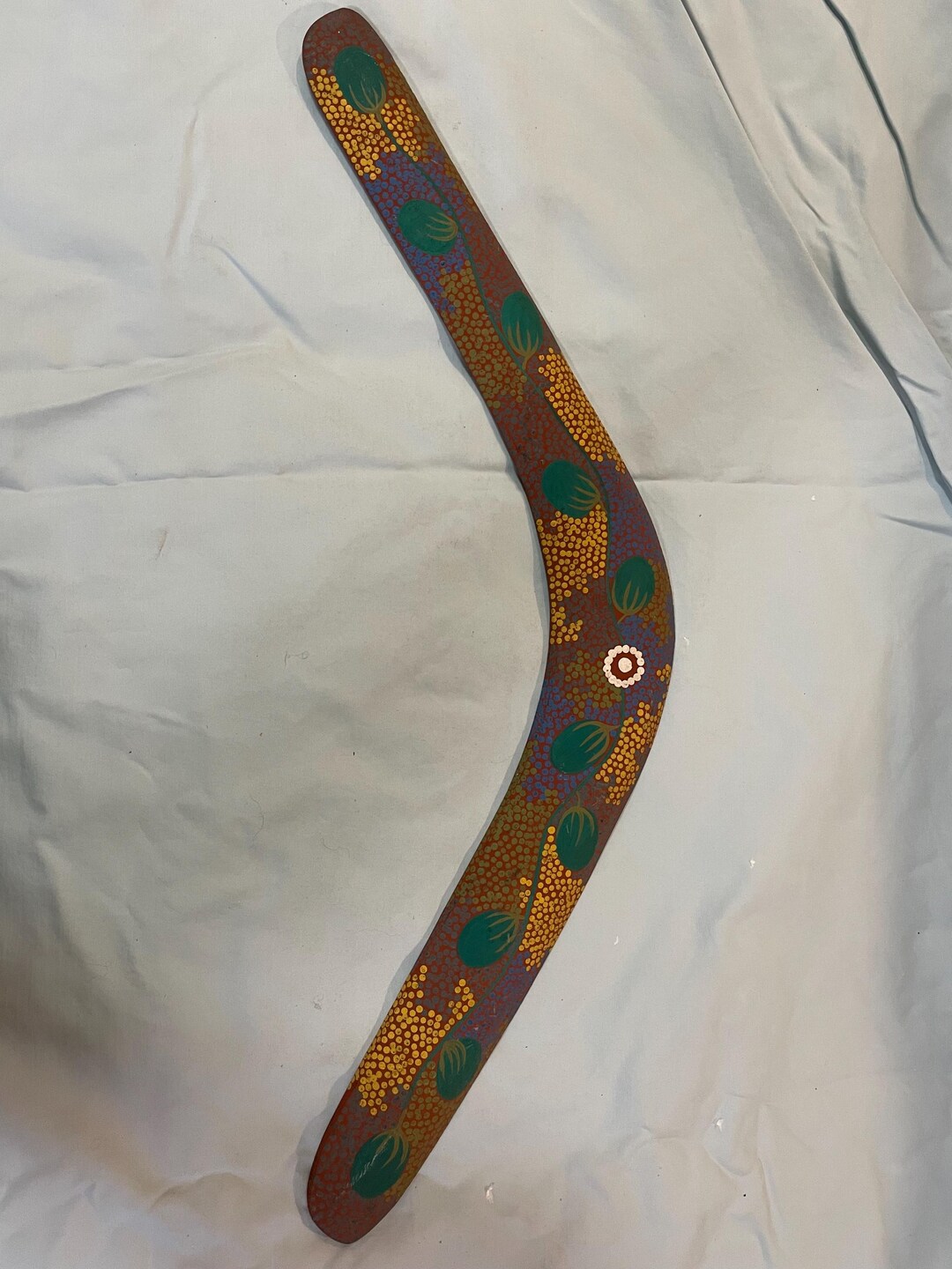 Boomerang Carved Wood Hand Painted Aboriginal Artist From Western ...