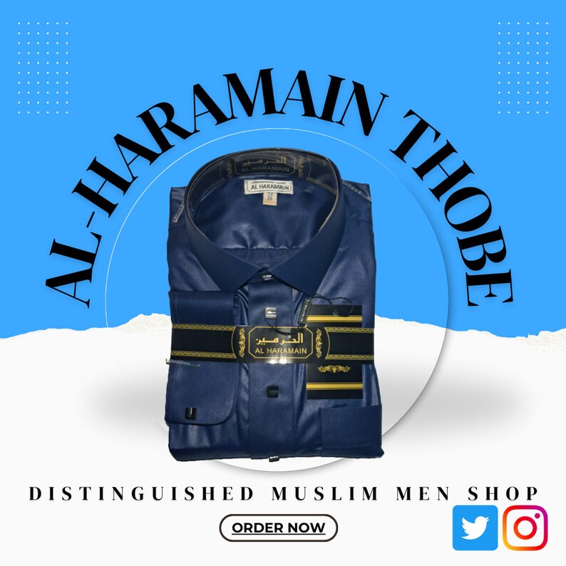 Mens Saudi Thobe Al-haramain Blue All Sizes Thawb/thoub/qamees/jubbah ...