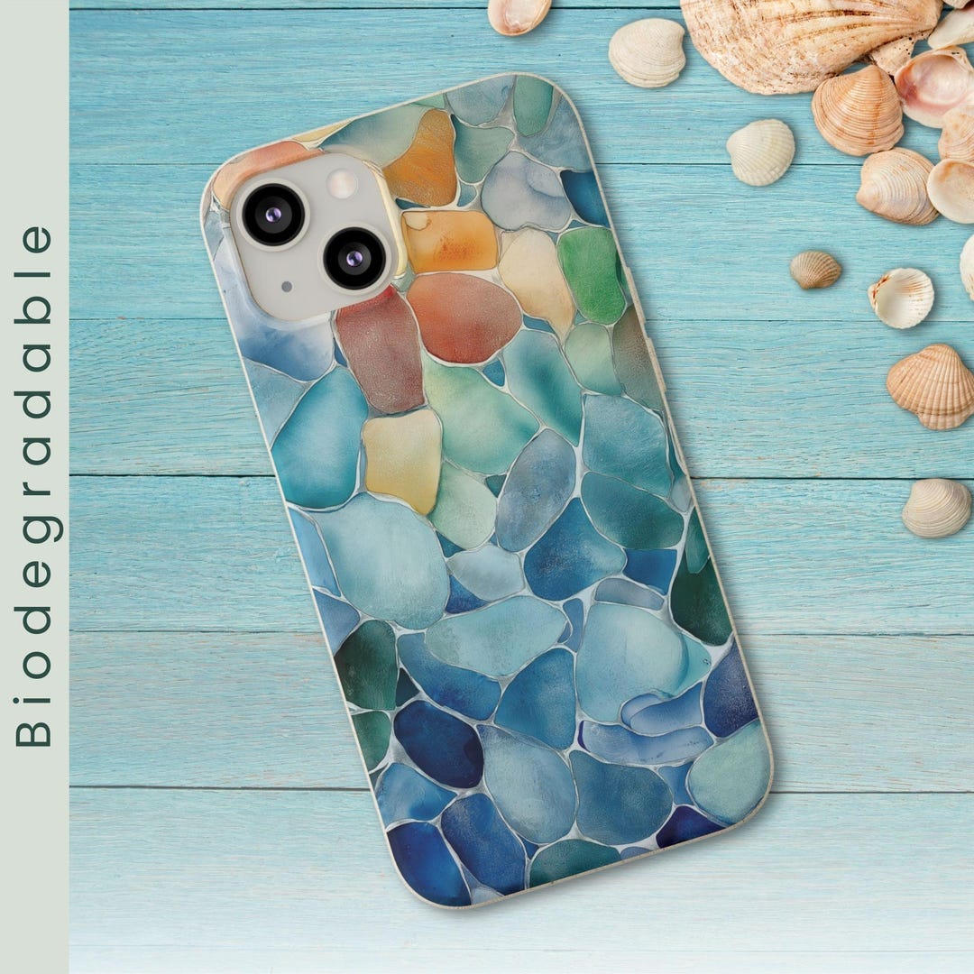 Biodegradable Sea Glass Phone Case, Watercolor Coastal Phone Case ...