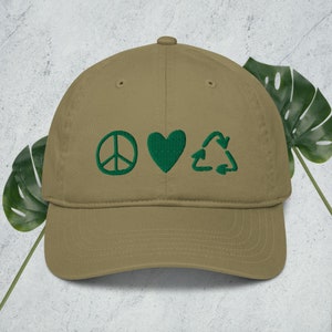Organic Cotton Embroidered Earth Day Hat, Sustainable Dad Hat, Eco ...