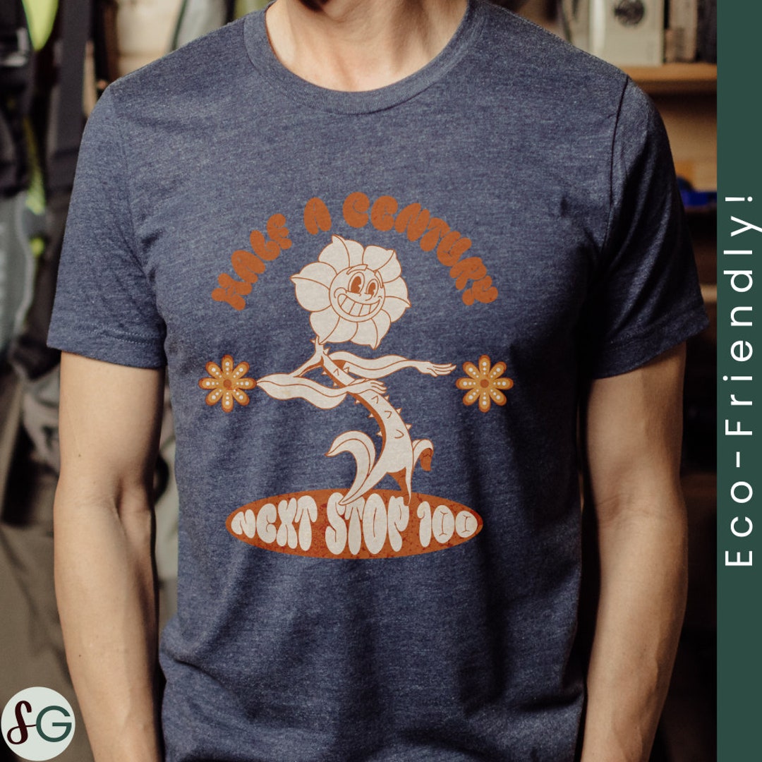 50th Birthday Shirt, Half A Century Old Groovy Flower Man Tshirt, 1974 ...
