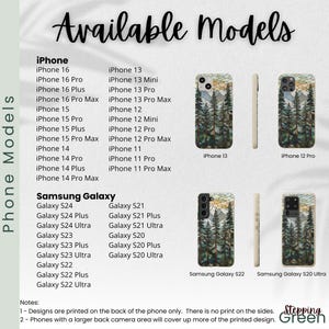 Mountain Biodegradable Phone Case, Stained Glass Look Forest Case ...