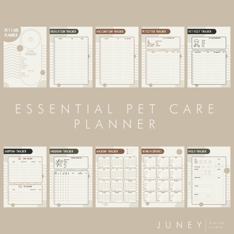 Complete Pet Care Planner Printable Bundle Veterinary Visits, Grooming, Diet & Expense Tracker ...