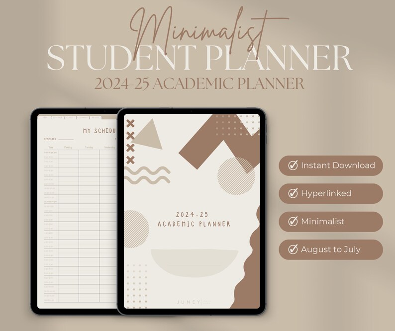 2024-25 Academic Planner | Digital Student Planner | Minimalist, Dated ...