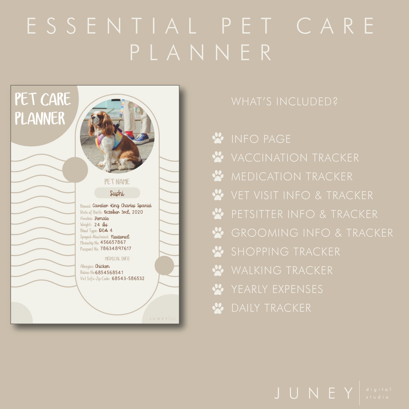 Complete Pet Care Planner Printable Bundle Veterinary Visits, Grooming ...