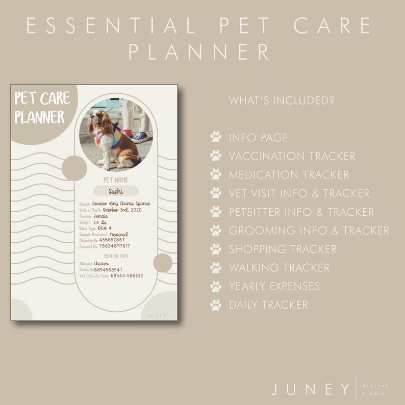 Complete Pet Care Planner Printable Bundle Veterinary Visits, Grooming, Diet & Expense Tracker ...
