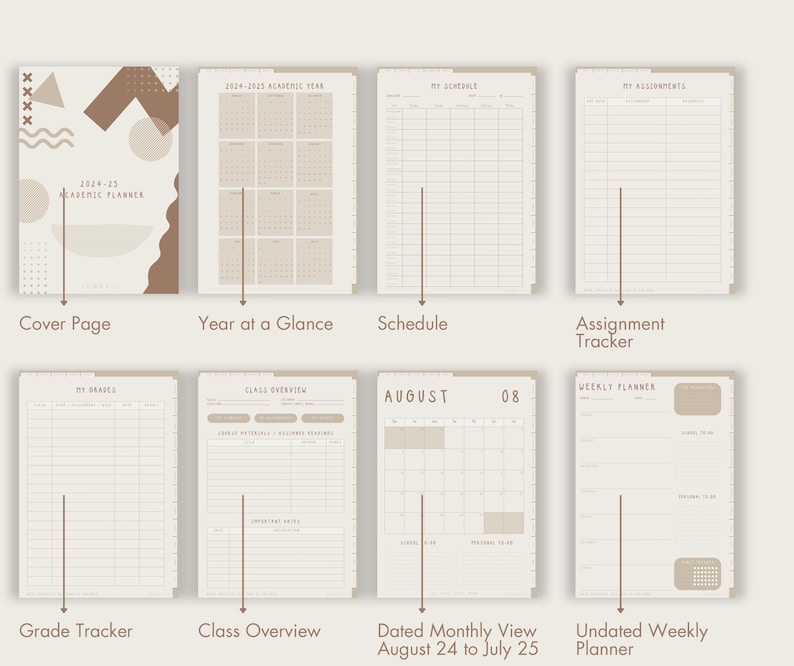 2024-25 Academic Planner | Digital Student Planner | Minimalist, Dated ...