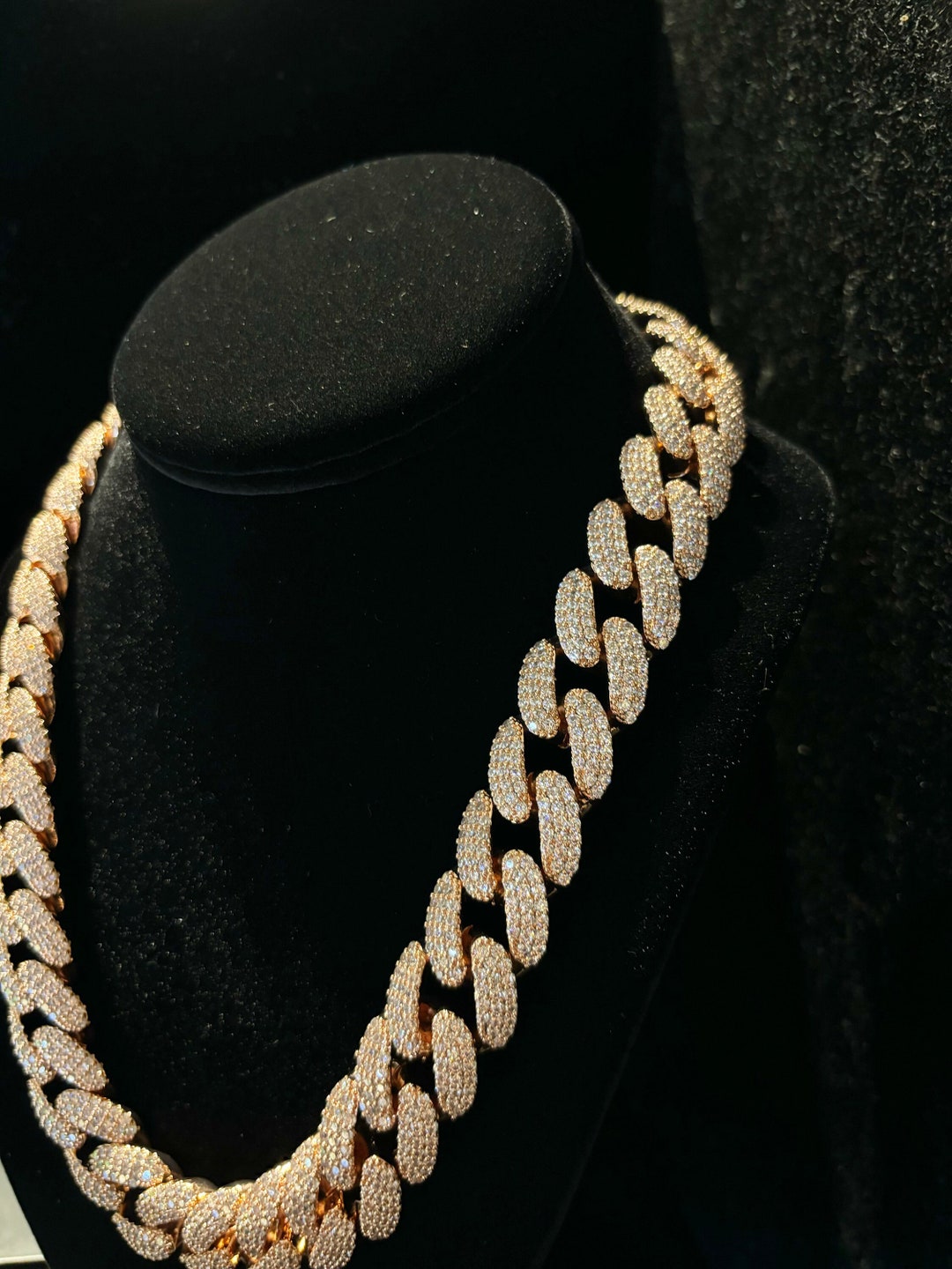 16MM Rose Gold Cuban Link Chain stainless Steel & Cubic Zirconia - Etsy