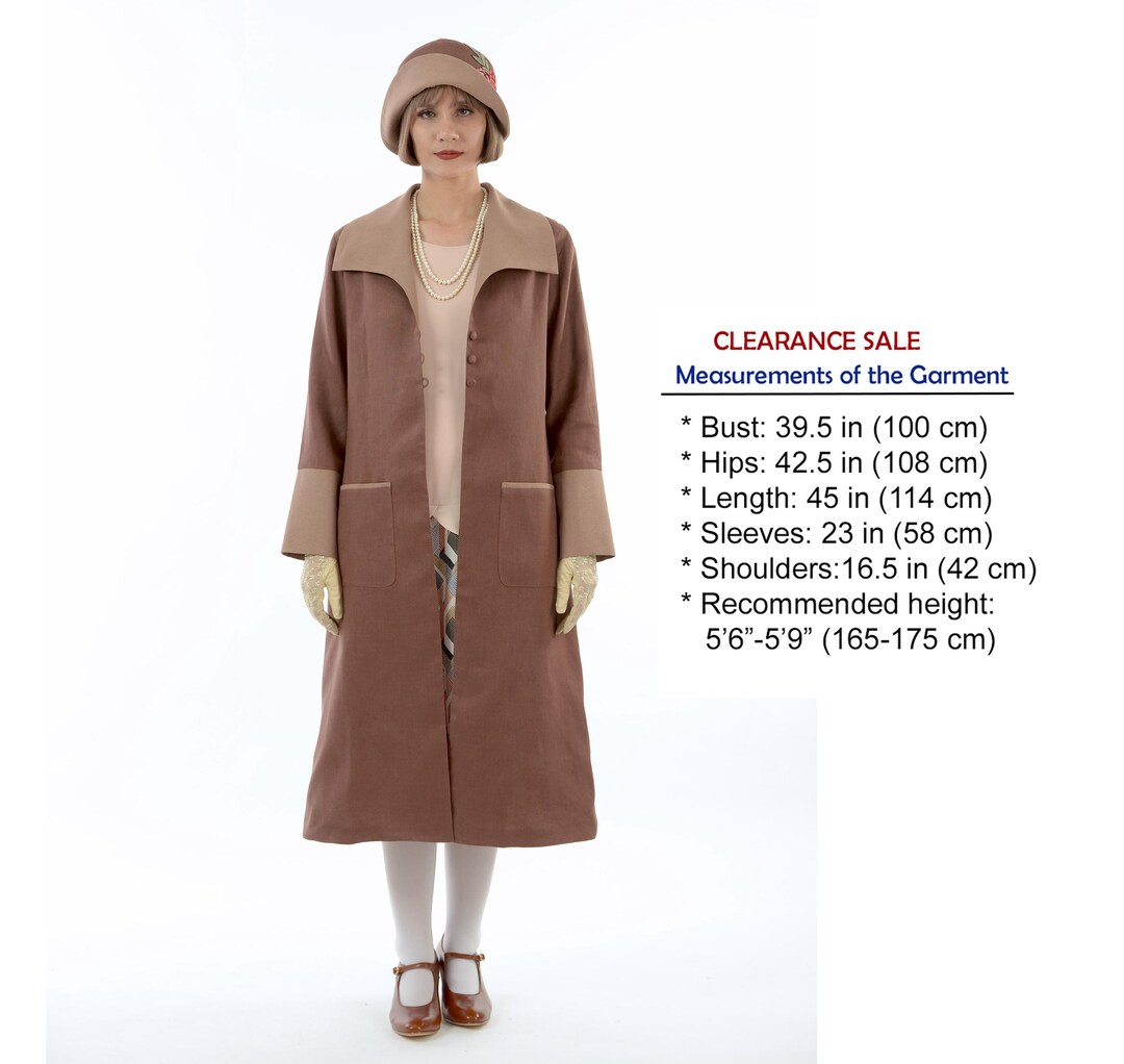 Vintage Inspired, 20s Two-tone Brown Linen Coat, Gatsby Daywear Jacket ...