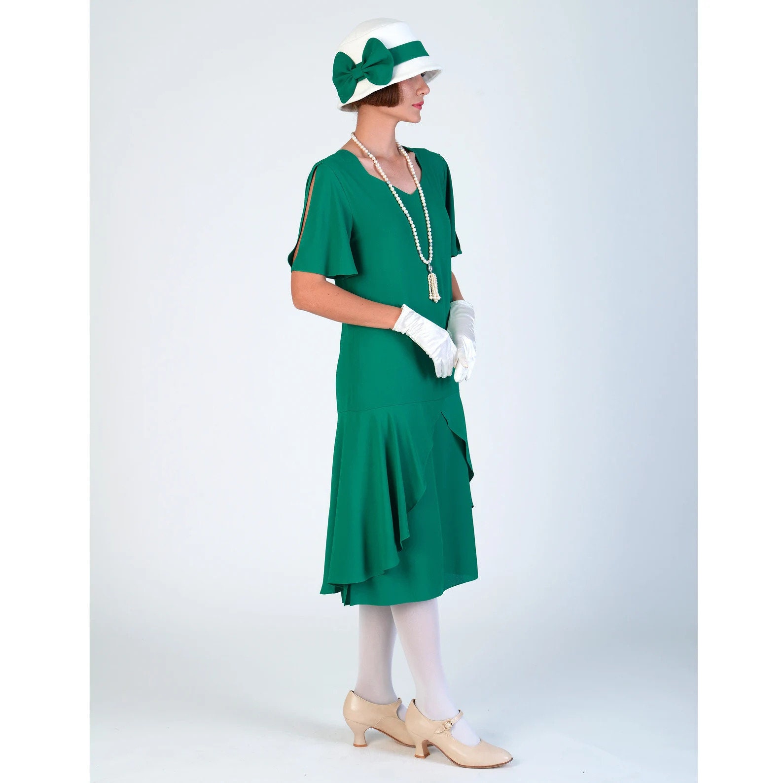 Green 1920s Great Gatsby Dress With Sweetheart Neckline, 1920s Flapper ...