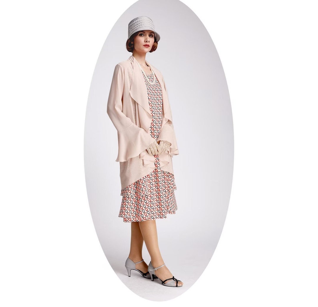 Nude Colored Chiffon Jacket With Cascade Collar, 1920s High Tea ...