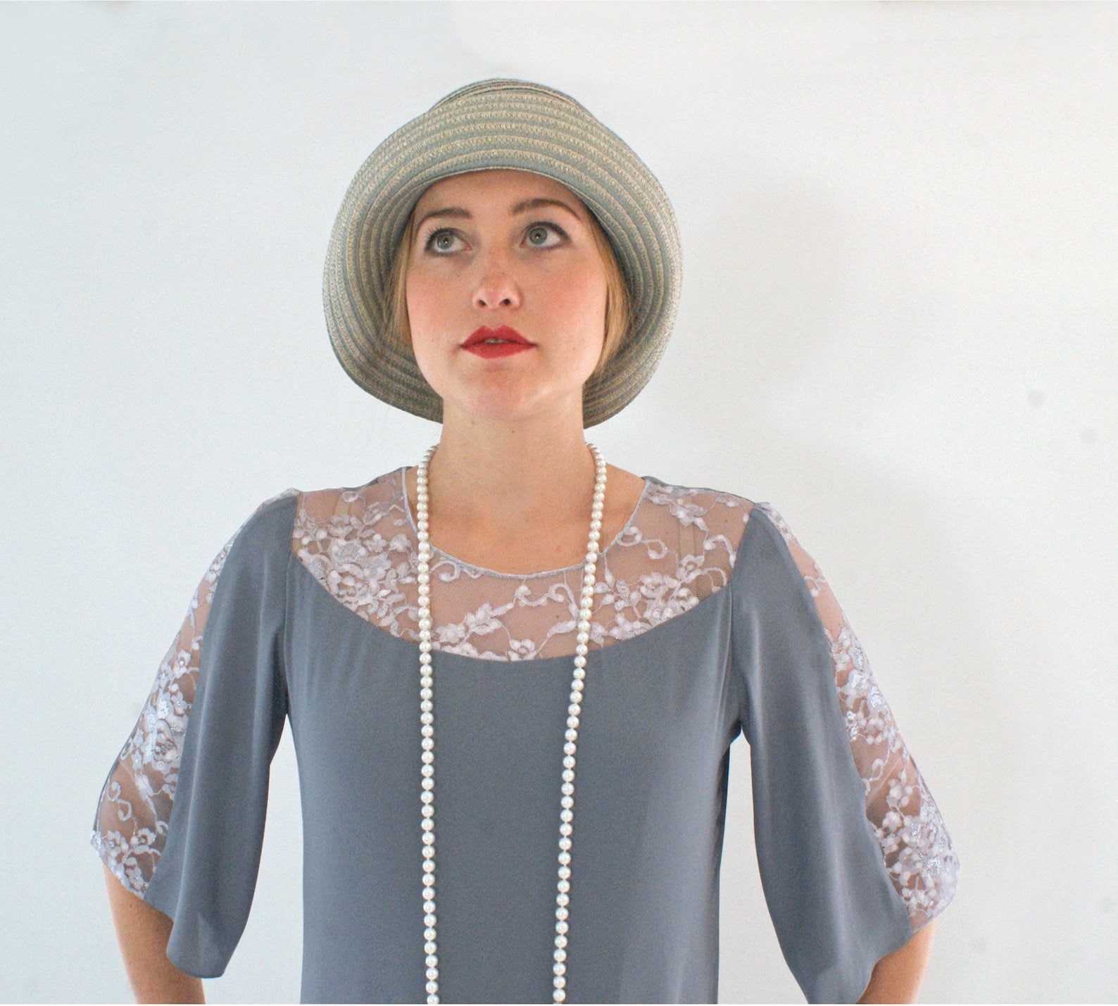 Grey Great Gatsby Dress With Elbow-length Sleeves, 1920s Dress, Flapper ...