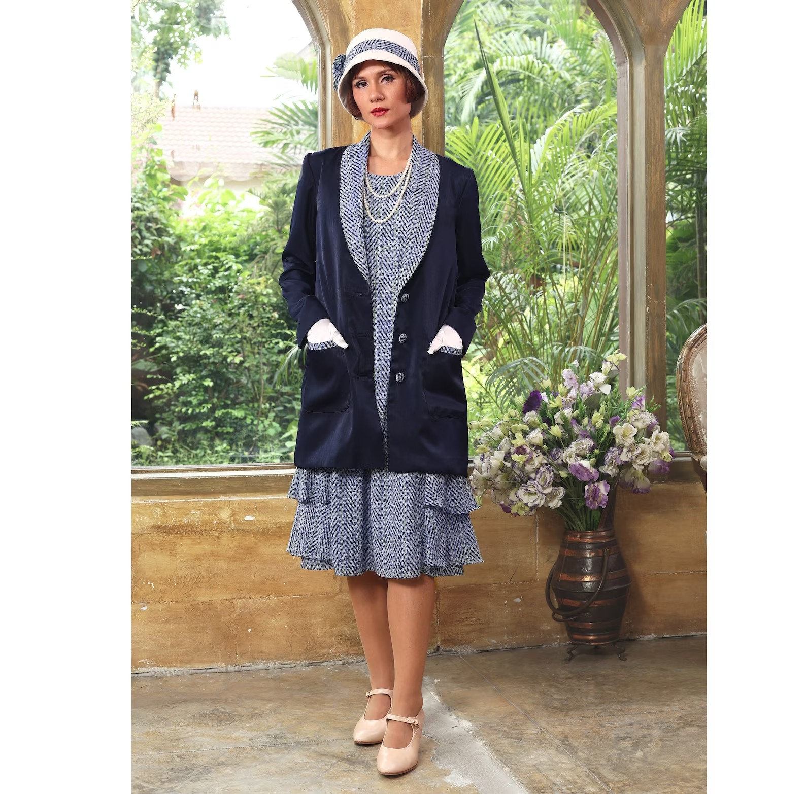 1920s Blue Day Dress and Jacket, 2-piece Downton Abbey Outfit, Single ...