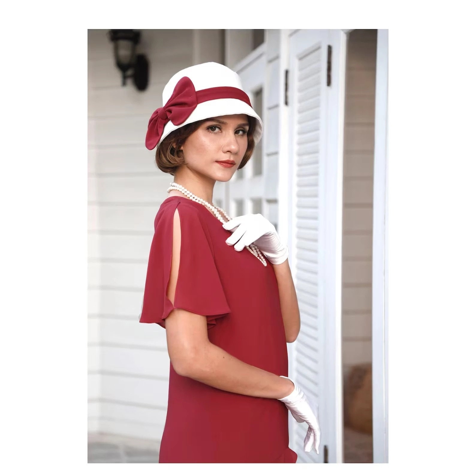 1920s Dress in Maroon Red With Sweetheart Neckline, Flapper Dress, Lady ...