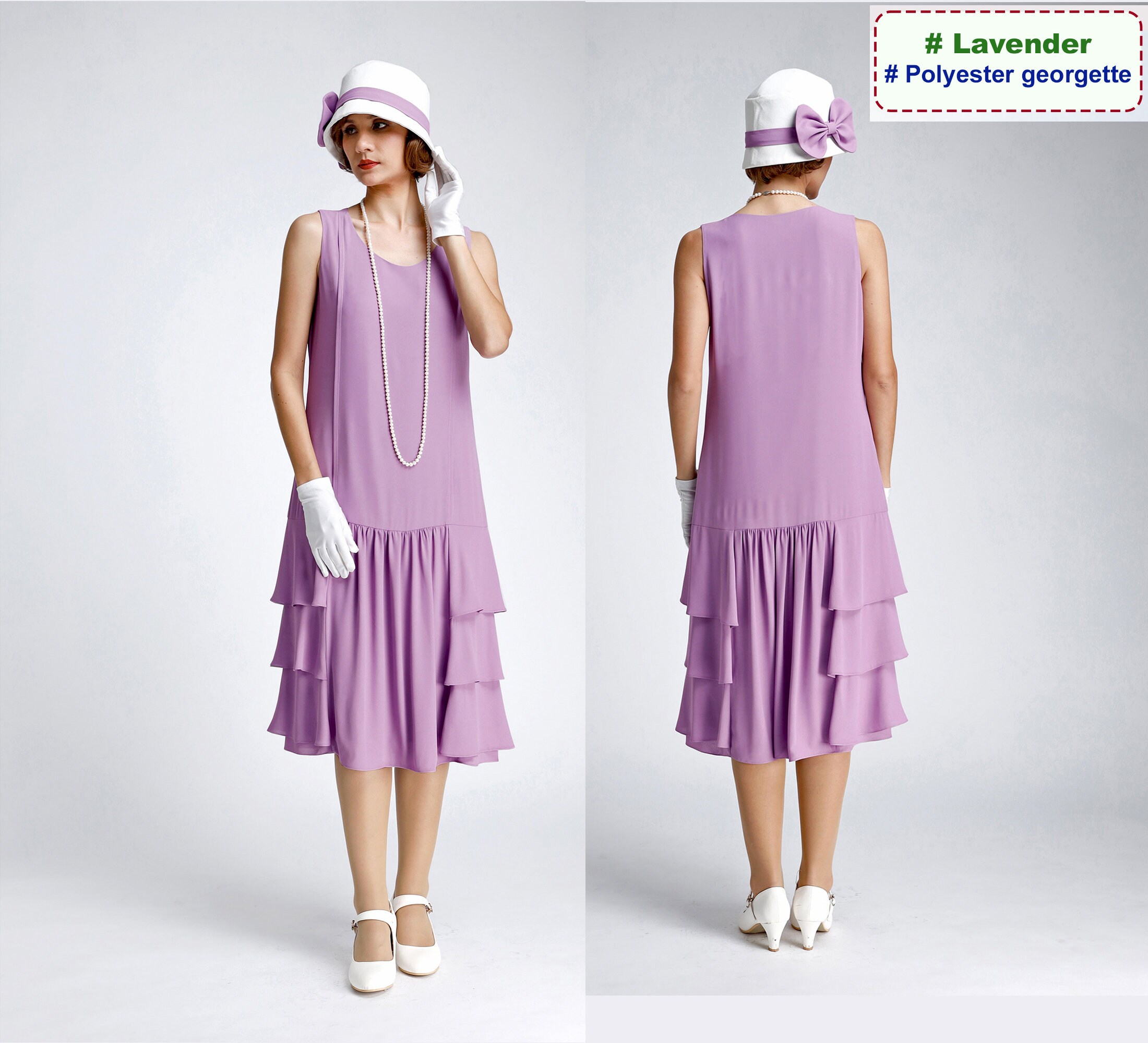 Pale Marigold 1920s Flapper Day Dress With Tiered Skirt, Great Gatsby ...