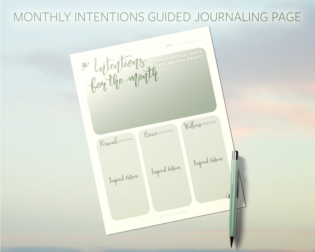 Intentions for the Month Worksheet - Etsy