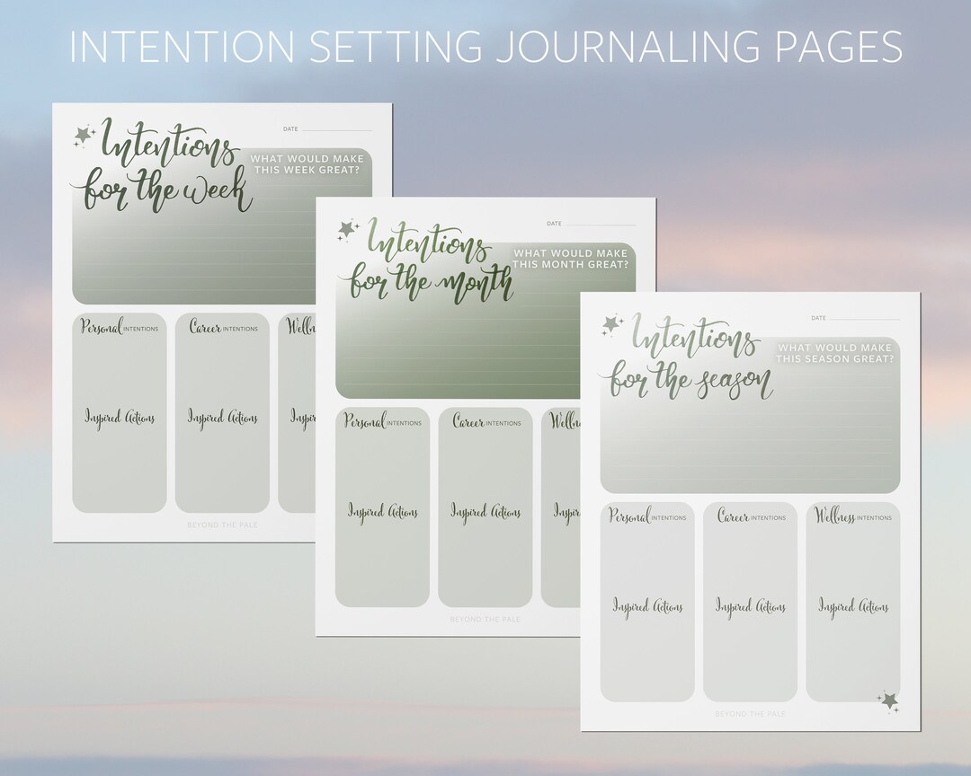 Intention-setting Worksheet Bundle - Etsy