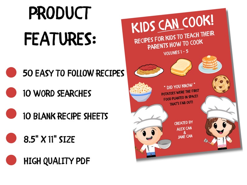 Kids Can Cook Cookbook for Kids, Meal Planning, Recipes, for Kids ...