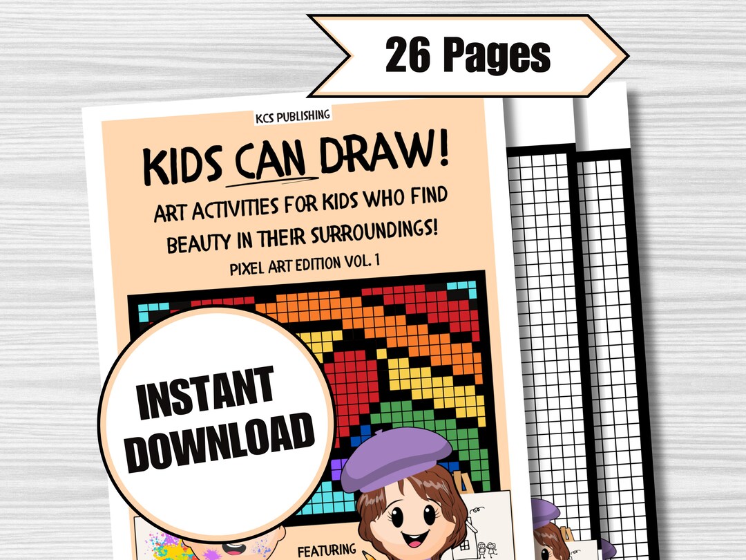 Kids Can Draw Pixel Art for Kids, Homeschool Kid Printables, Kids ...